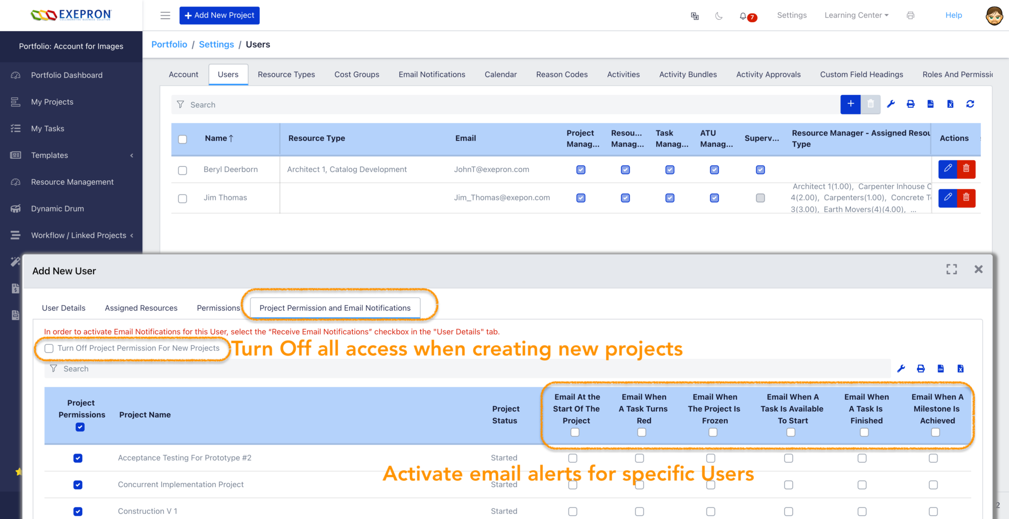 Override ‘All User Access’ to New Projects – Exepron Knowledgebase
